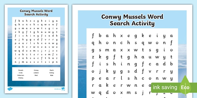 FREE! - Conwy Mussels Word Search – Learning Resource for Kids