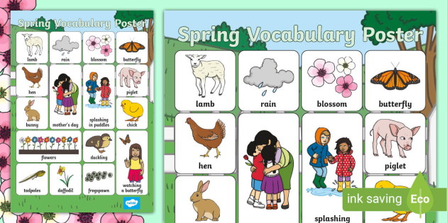 Related Words for Spring Vocabulary Poster - Teacher-made