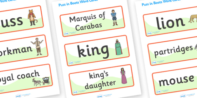 Puss in Boots Word Cards (teacher made)