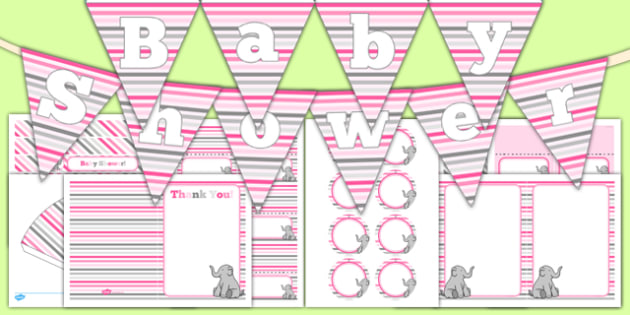 Baby Shower Decorations Pink Themed Pack (teacher made)