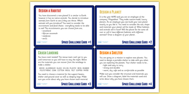 Space Themed Science Challenge Cards KS2