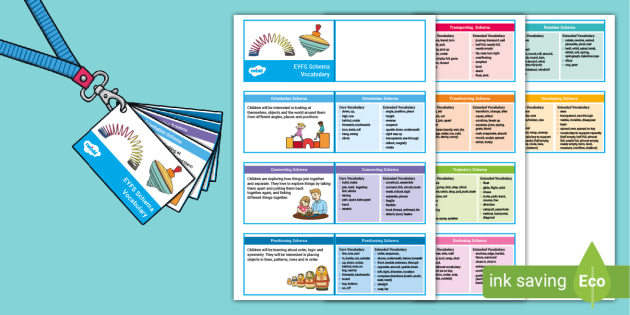 EYFS Lanyard-Sized Schema Vocabulary (teacher made)