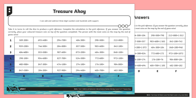 Adding And Subtracting Three Digit Numbers And Hundreds Board Game adding-and-subtracting-three-digit-numbers-and-hundreds-board-game