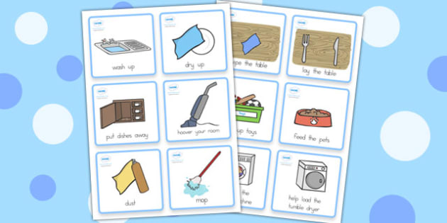 FREE! - Special Needs Communication Cards Household Chores Boy - chores