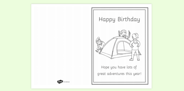 FREE! - Tent Birthday Card Colouring Activity | Primary Resources