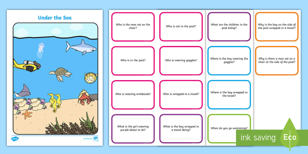 Picture Scene and Question Cards - Wh- questions, questions and answers