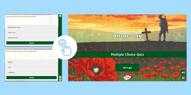 ANZAC Day: Interactive Multiple Choice Quiz (teacher made)