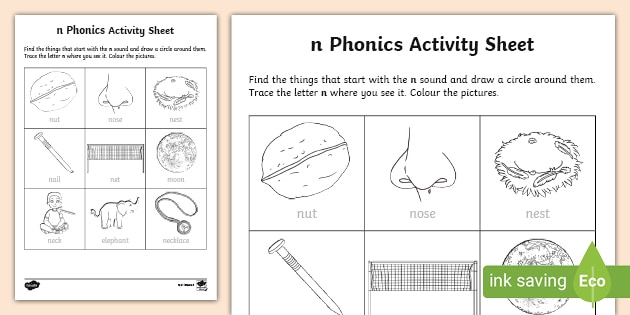 n Phonics Sound Worksheet | Phonics | Primary Resources