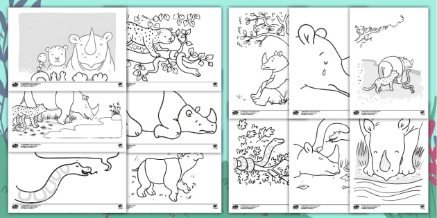 Ronald the Rhino Colouring Pages (teacher made)