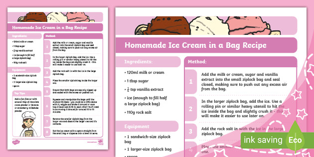 Homemade Ice Cream in a Bag Recipe (teacher made)