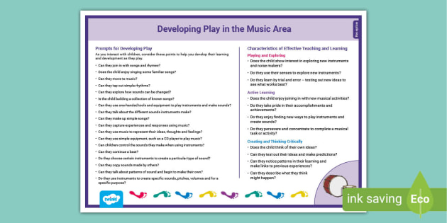 EYFS Music Area Reception Next Steps Poster (teacher made)