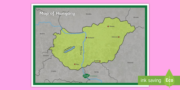 Map of Hungary A4 Display Poster (teacher made)