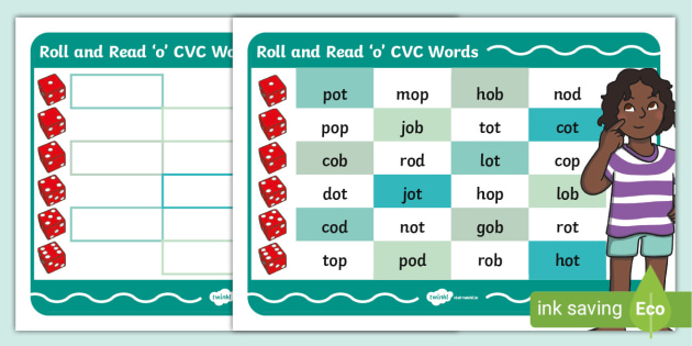 Roll and Read 'o' CVC Words Mat (teacher made)