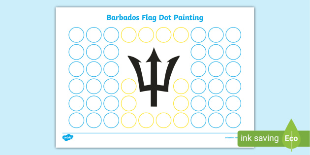 Barbados Flag Dot Painting Worksheet
