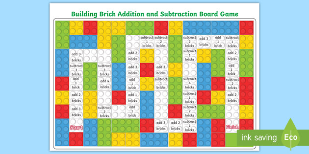 Building Brick Addition and Subtraction Board Game