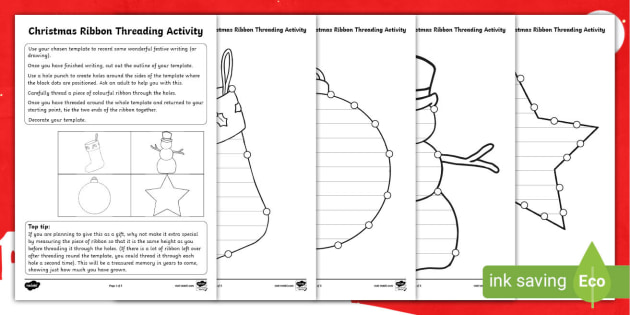 Christmas Ribbon Threading Activity (teacher made)