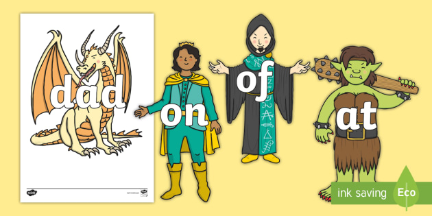 Phase 2 High Frequency Words on Fairytale Characters Display Posters