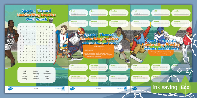 Sports-Themed Handwriting Practice - Athletics Find and Write