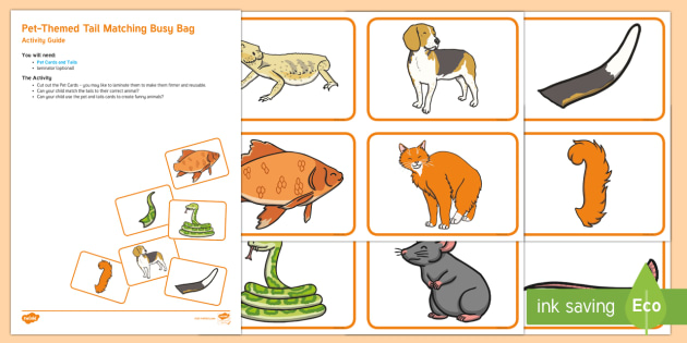 Pet-Themed Tail Matching Busy Bag Resource Pack for Parents