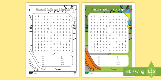 * NEW * Phase 5 Split a to e Digraph Word Search Word Search