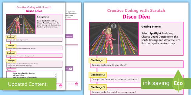 Disco Diva Scratch Worksheet (Teacher-Made)