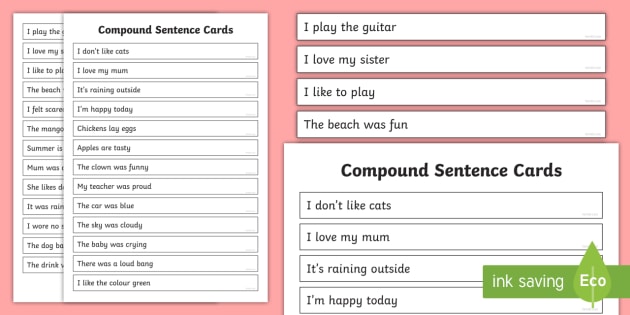 Compound Sentence Starter Cards