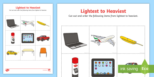 Lightest to Heaviest Worksheet / Worksheet (teacher made)