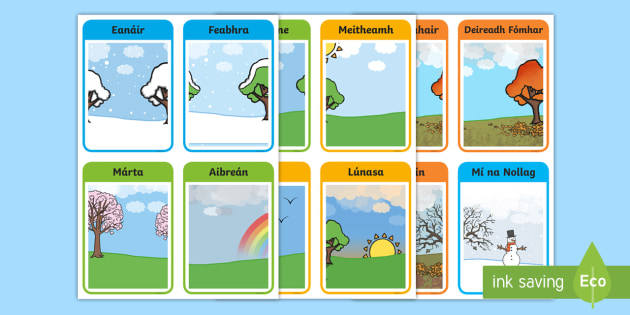 Luascártaí: Míonna na Bliana Flashcards (teacher made)