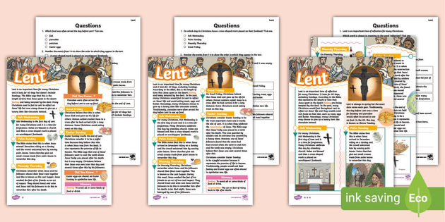 LKS2 Lent Differentiated Reading Comprehension Activity