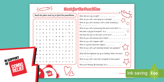 FREE! - Comic Relief: Hunt for the Punchline Word Search