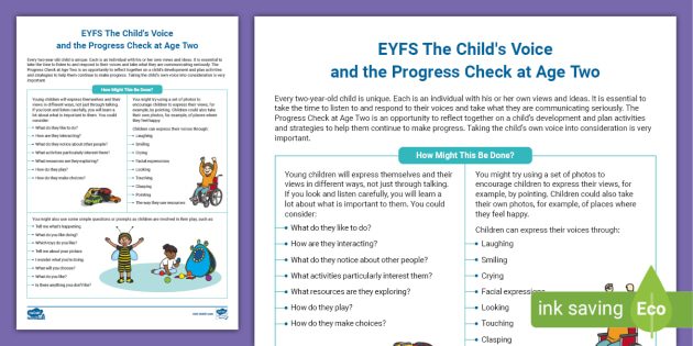 EYFS The Child's Voice and the Progress Check at Age Two