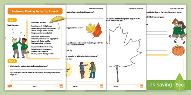Poetry Activity Sheets Autumn