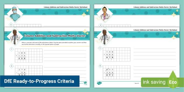 👉 Column Addition and Subtraction Maths Doctor Worksheet