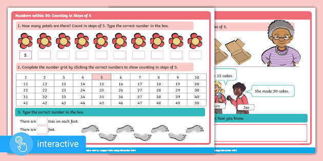 👉 Interactive PDF Y1 WRM Numbers to 50 Count in Steps of 5 👉 Interactive PDF Y1 WRM Numbers to 50 Count in Steps of 5