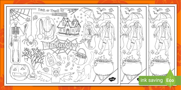 Halloween Doodle Colouring Pages (teacher made)