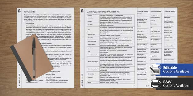 FREE! - Working Scientifically Glossary | KS3 Science | Beyond