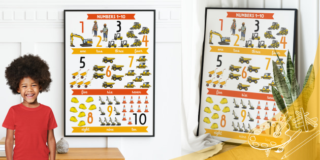 Numbers 1-10 Construction Vehicles Poster (teacher made)