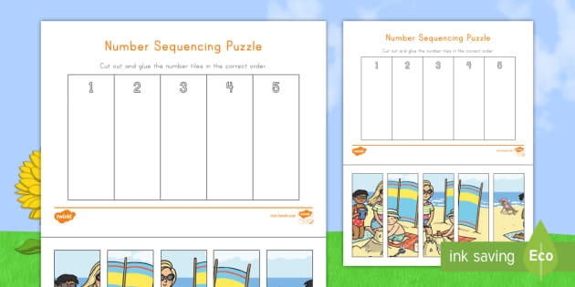 Sun Safety Number Sequencing Puzzle - Number Recognition