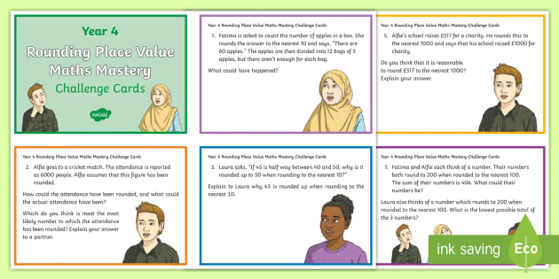 Year 4 Rounding Place Value Maths Mastery Challenge Cards