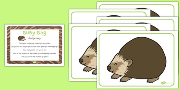 Hedgehog Busy Bag Prompt Card and Activity Pack