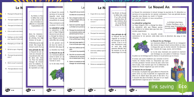 Compréhension écrite différenciée : Le Nouvel An