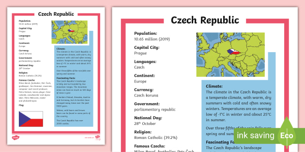 Czech Republic Fact File (teacher made)