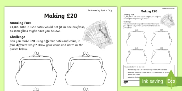 Making £20 Challenge Worksheet / Worksheet