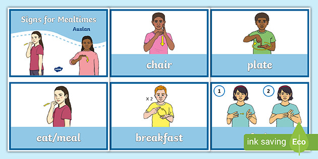Auslan Meal Time Cards Teaching Resources teacher Made 