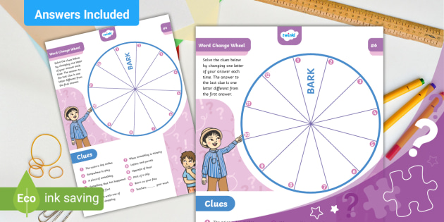 Word Change Wheel Puzzle #6 - Level 3 - Kids Puzzles