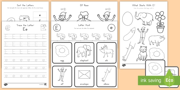 Letter E Activity Pack - Alphabet Packets, EYFS, KS1, Letter Formation