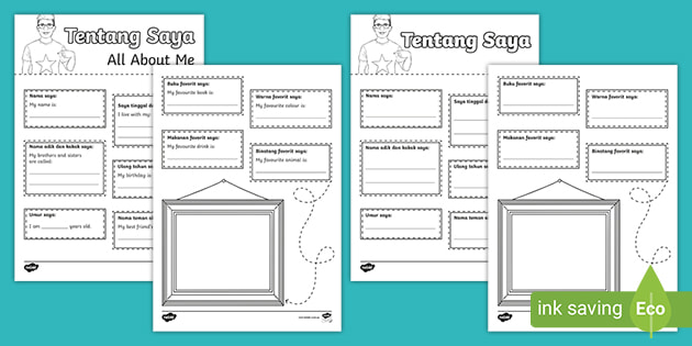 All About Me Writing Frame Indonesian