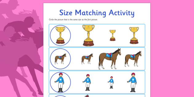 The Melbourne Cup Size Matching Worksheet (teacher made)