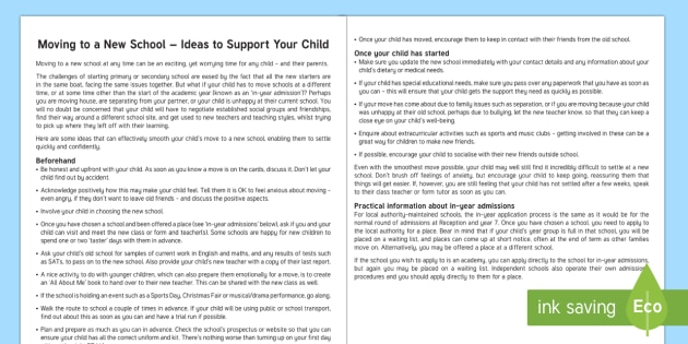 Supporting Your Child When They Have to Change School Parent and Carer
