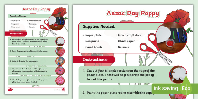 Anzac Day Paper Plate Poppy Craft | Twinkl (Teacher-Made)
